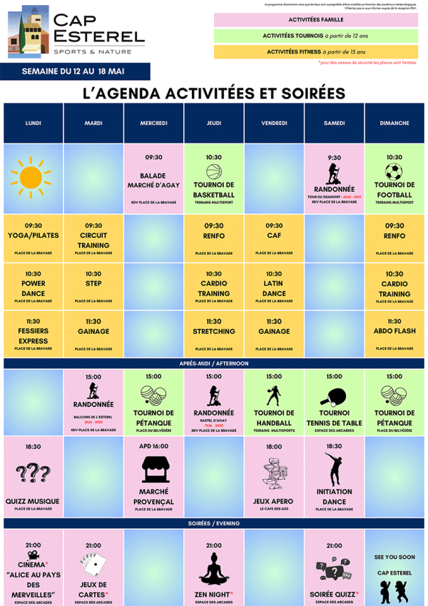 Programme des animations du 12 au 18 mai - CAP ESTEREL ASCAPE